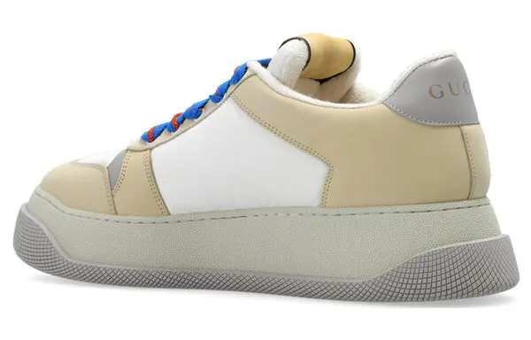 Gucci Screener Gg Leather Sneakers - White/grey/beige