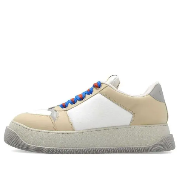 Gucci Screener Gg Leather Sneakers - White/grey/beige