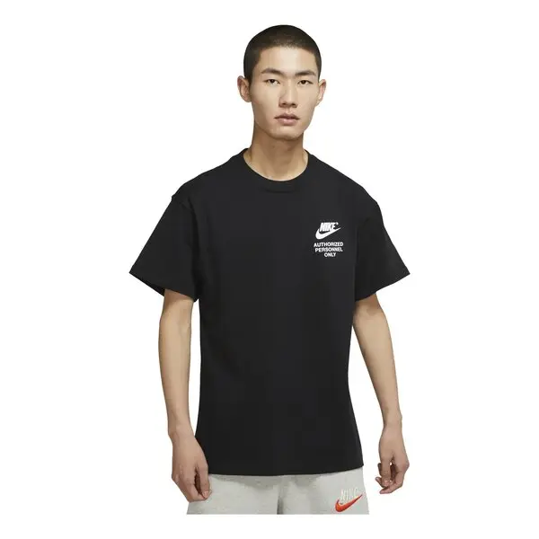 Nike Alphabet Logo Printing Round Neck Short Sleeve Black - Multi-color