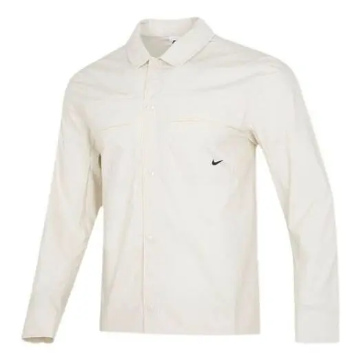 Nike Solid Color Woven Long Sleeves Autumn White Shirt - Default Color