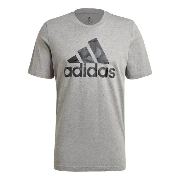 Adidas Casual Sports Camouflage Alphabet Logo Printing Short Sleeve Gray - Grey