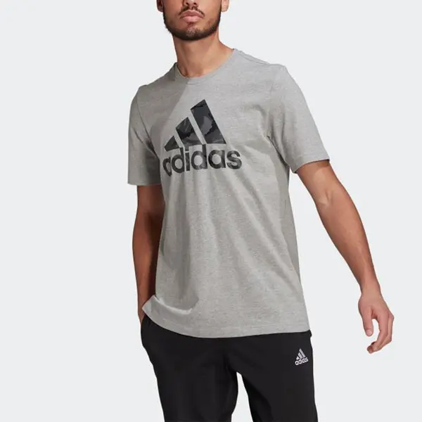 Adidas Casual Sports Camouflage Alphabet Logo Printing Short Sleeve Gray - Grey