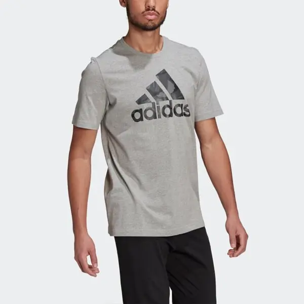 Adidas Casual Sports Camouflage Alphabet Logo Printing Short Sleeve Gray - Grey