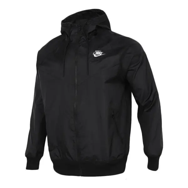 Nike Embroidered Logo Sports Woven Hooded Jacket - Black