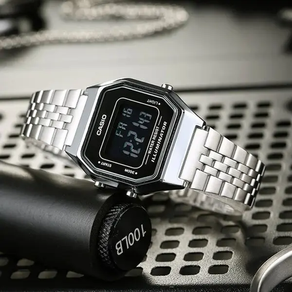 Casio Digital Watch With Stainless Steel Strap
