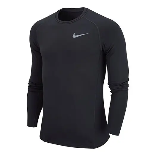 Nike Round Neck Knit Long Sleeve T-shirt - Black