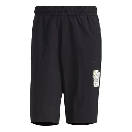 Adidas Neo Shorts With Graffiti Print - Black