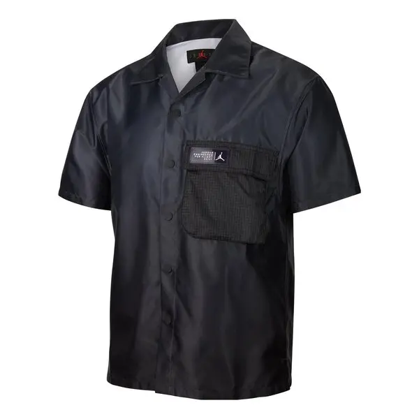JORDAN Gradient Big Pocket Breathable Casual Short Sleeve Shirt Black - Multi-color