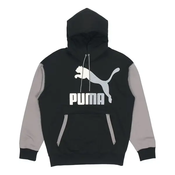 PUMA Colorblock Hooded Sports Sweatshirt - Black