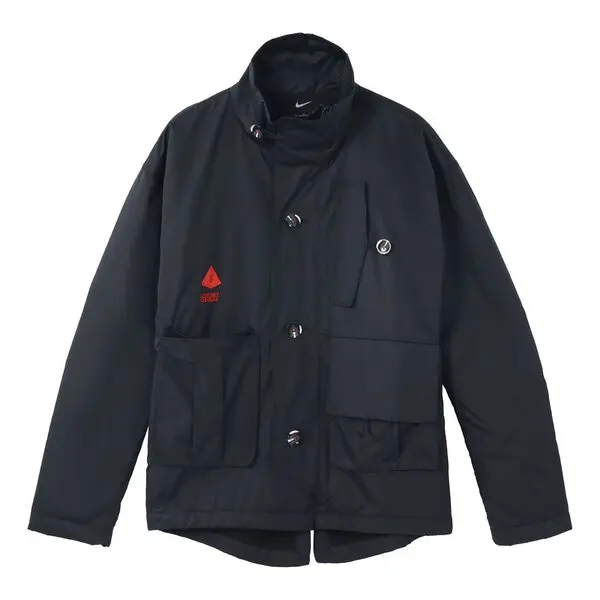 Nike Stand Collar Training Sports Thermal Cotton Jacket - Black