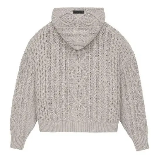 Fear Of God Fw23 Cable Knit Hoodie - Grey/white