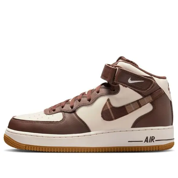 Nike Force 1 Mid "brown Plaid - Brown/cream