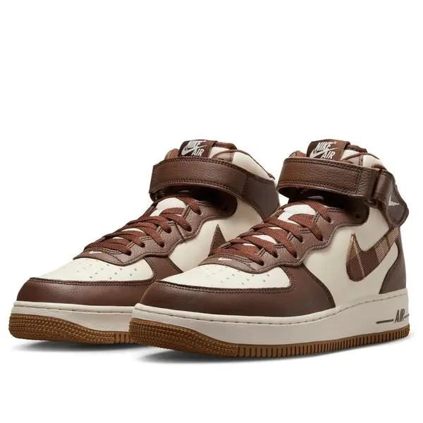 Nike Force 1 Mid "brown Plaid - Brown/cream