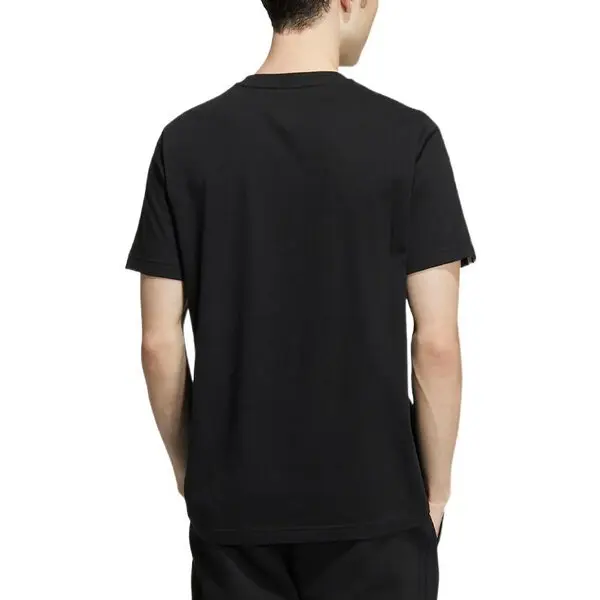 Adidas Neo Solid Color Logo Stripe Sports Short Sleeve Black