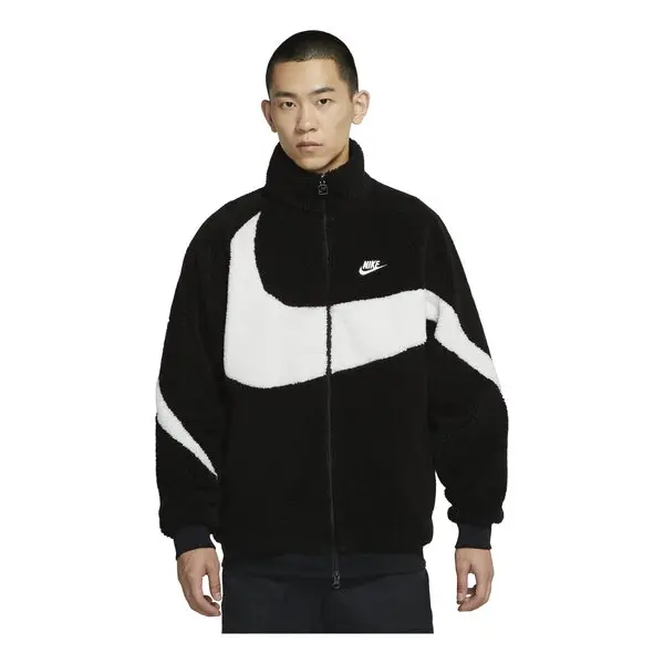Nike Big Swoosh Reversible Boa Jacket - Black White