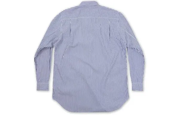 Play Comme Des Garcon Black Emblem Striped Button Down - Blue