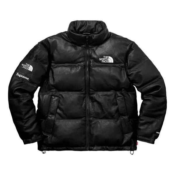 Supreme Fw17 X The North Face Leather Nuptse Jacket - Black