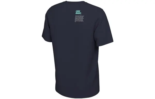 Nike Dallas Mavericks Doncic Character Printing Alphabet Pattern Round Neck Short Sleeve Navy Blue T-shirt - Multi-color