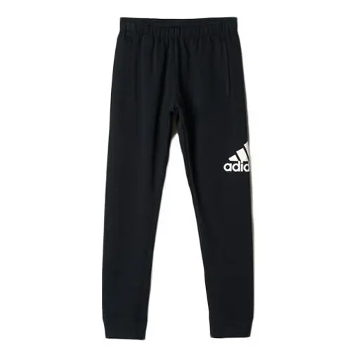 Adidas Logo Training Fleece Lined Stay Warm Sports Knit Long Pants - Black