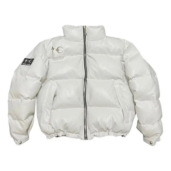 THUG CLUB Leather Puffer Jacket - White