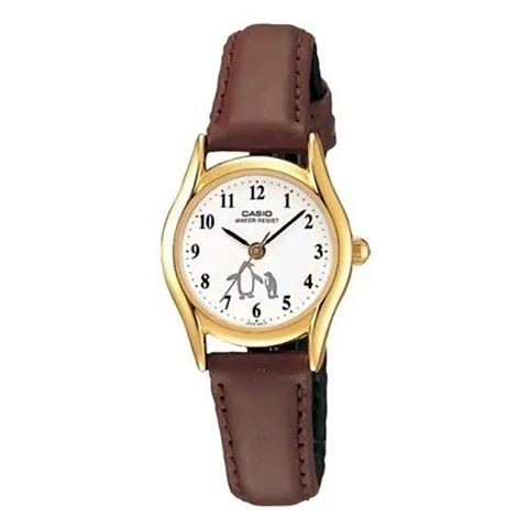 Casio Quartz Analog Watch With Leather Strap - White