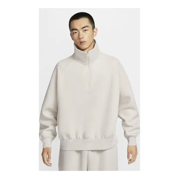 Nike Tech Futura Half Zip Sweatshirt - Beige