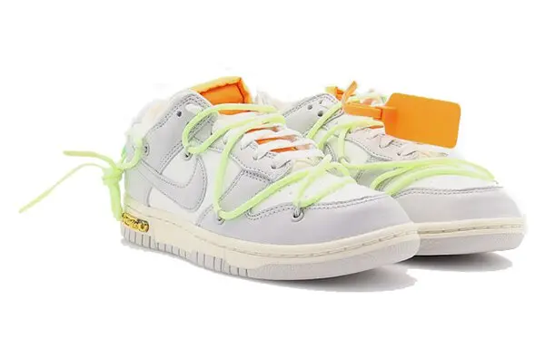 Nike Off-white X Dunk Low "lot 43 Of 50 - Sail/neutral Grey-barely Volt