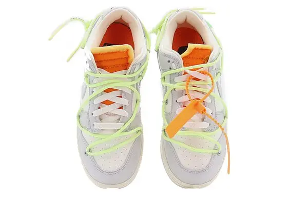 Nike Off-white X Dunk Low "lot 43 Of 50 - Sail/neutral Grey-barely Volt