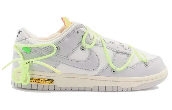 Nike Off-white X Dunk Low "lot 43 Of 50 - Sail/neutral Grey-barely Volt