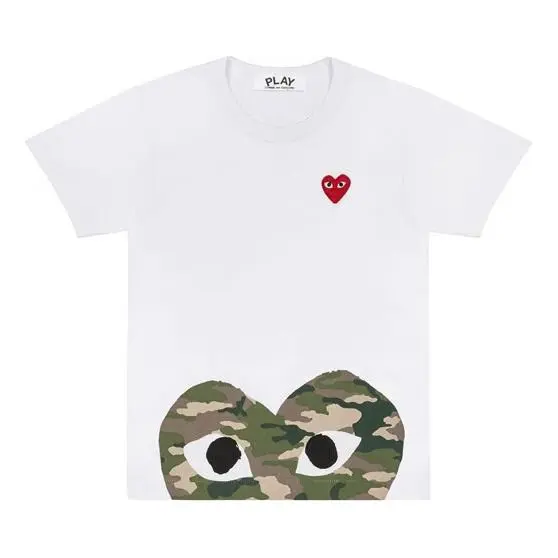 Play Comme Des Garcon Camouflage Short Sleeve - White