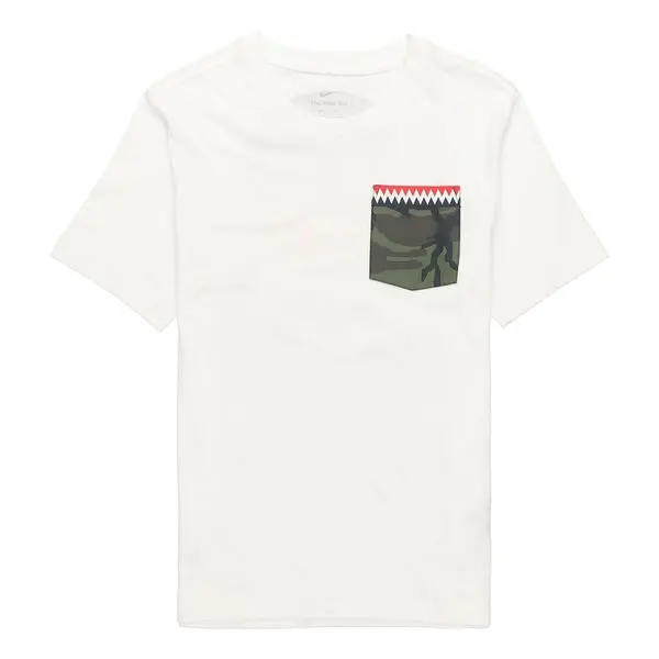 Nike Back Cartoon Devil Camouflage Pattern Printing Casual Round Neck Short Sleeve White T-shirt - Multi-color