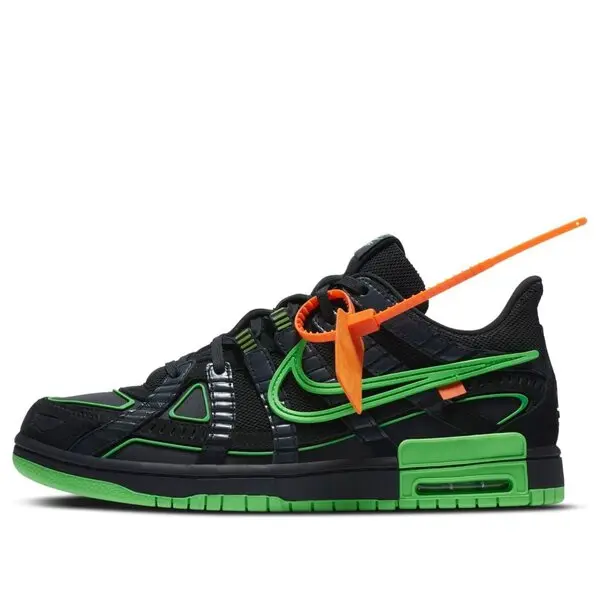 Nike X Off-white Air Rubber Dunk "green Strike" Low Top Sneakers - Black/white/green Strike