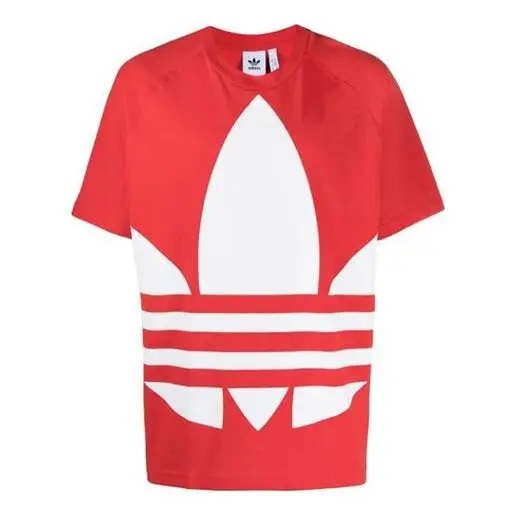 Adidas Originals Bg Trefoil Tee Large Logo Loose Short Sleeve - Red