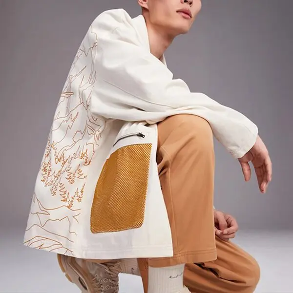 LI-NING Single Breasted Jacket With Landscape Print
