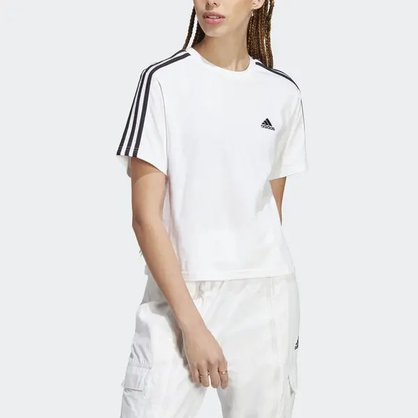 Adidas Essentials 3-stripes Cropped T-shirt - White