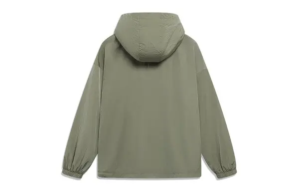 LI-NING Logo Half Zip Hooded Windbreaker - Green/black