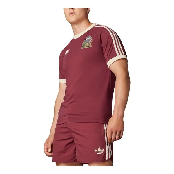 Adidas Mexico Adicolor 3-stripes Football T-shirt Asia Sizing - Burgundy
