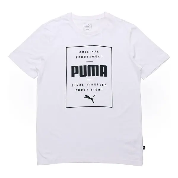 PUMA Casual Sports Alphabet Printing Round Neck Breathable Short Sleeve - White