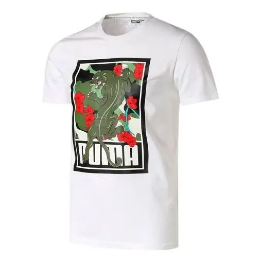 PUMA Sakura Pack Graphic Crew T-shirt 'white Black Red - White/black/red