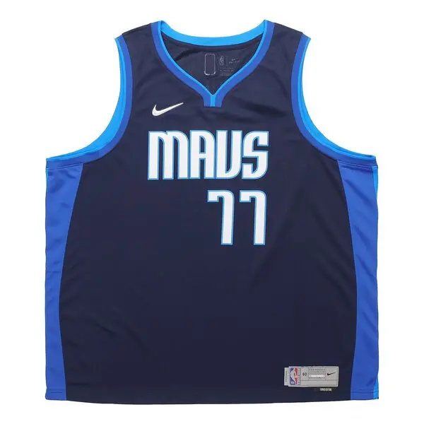 Nike Nba Retro Basketball Jersey/vest Sw Fan Edition Version Dallas Mavericks Doncic No. 77 Blue - Navy