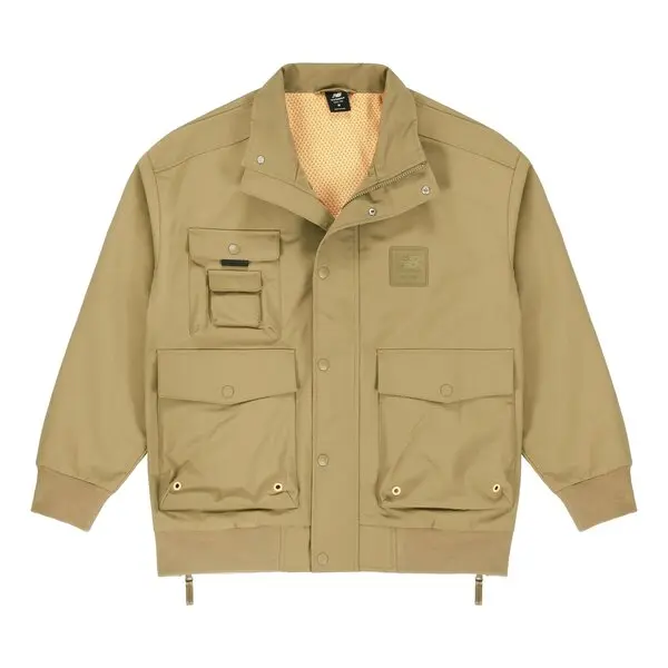 NEW BALANCE Multiple Pockets Cargo Windproof Sports Logo Jacket - Brown