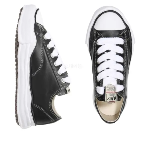 Mihara Yasuhiro Peterson Og Sole Leather Low Top Sneakers - Black/white