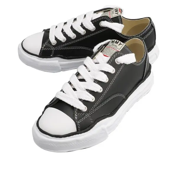 Mihara Yasuhiro Peterson Og Sole Leather Low Top Sneakers - Black/white