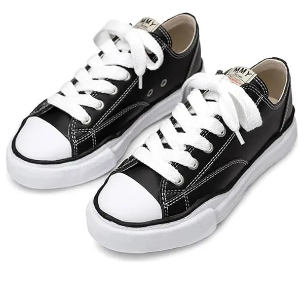 Mihara Yasuhiro Peterson Og Sole Leather Low Top Sneakers - Black/white
