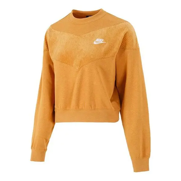 Nike Heritage Crew Velour Plus Fleece Sweatshirt - Orange