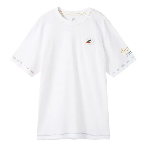 Nike Nsw Tee Swoosh 50 Lbr Casual Sports Breathable Printing Short Sleeve T-shirt - White