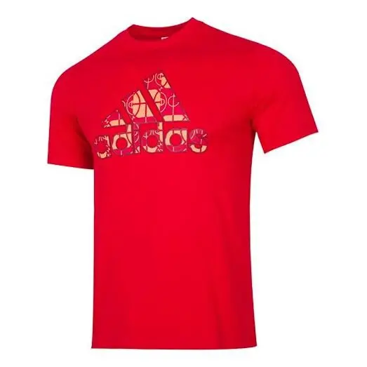 Adidas Cny Large Logo Round Neck Pullover Basketball Sports Short Sleeve T-shirt - Red