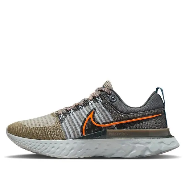 Nike React Infinity Run Flyknit 2 Athletic Sneakers - Gray/orange/brown