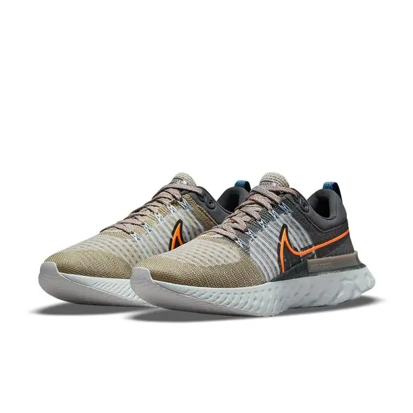 Nike React Infinity Run Flyknit 2 Athletic Sneakers - Gray/orange/brown