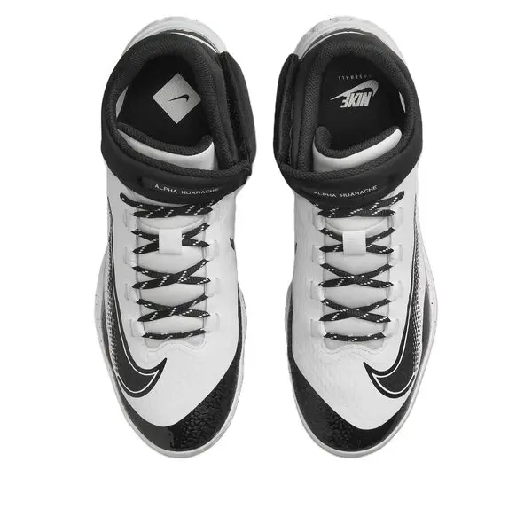Nike Alpha Huarache Elite 4 Mid Baseball Cleats - White/black